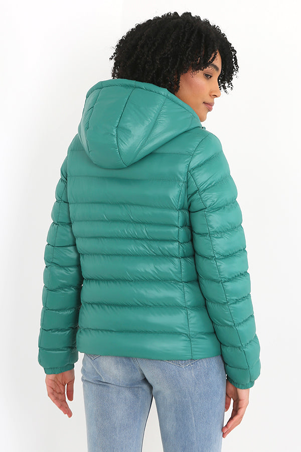 Womens Wholesale Jade Green Zip Through Badge Detail Padded Jacket ...