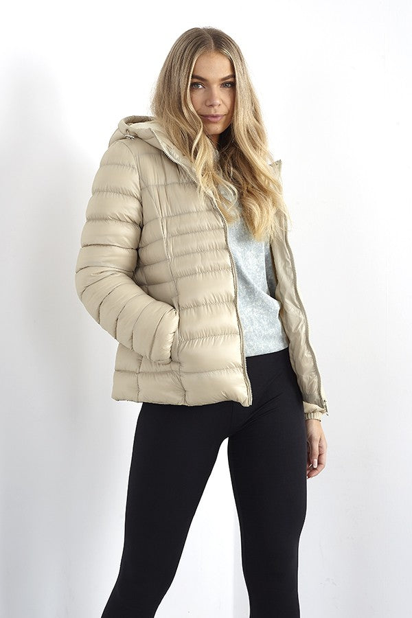 Womens Wholesale Stone Badge Detail Hooded Padded Jacket – Whispering Smith